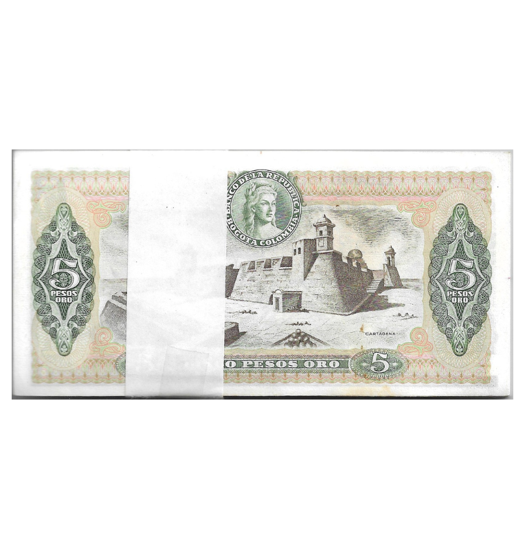 Fajo Colombia 5 Pesos Oro 1980 Tiene manchas pequeñas – Colecciones El ...