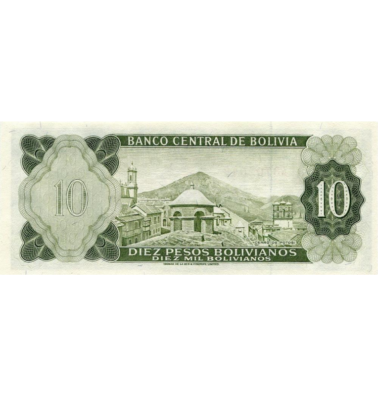 Bolivia 10 Bolivian Pesos 1962 Pick 154a – Colecciones El Dorado