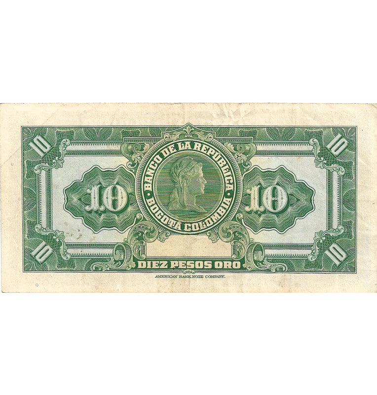 Colombia 10 Pesos 1980 (Low number 207) NOT UNC – Colecciones El Dorado