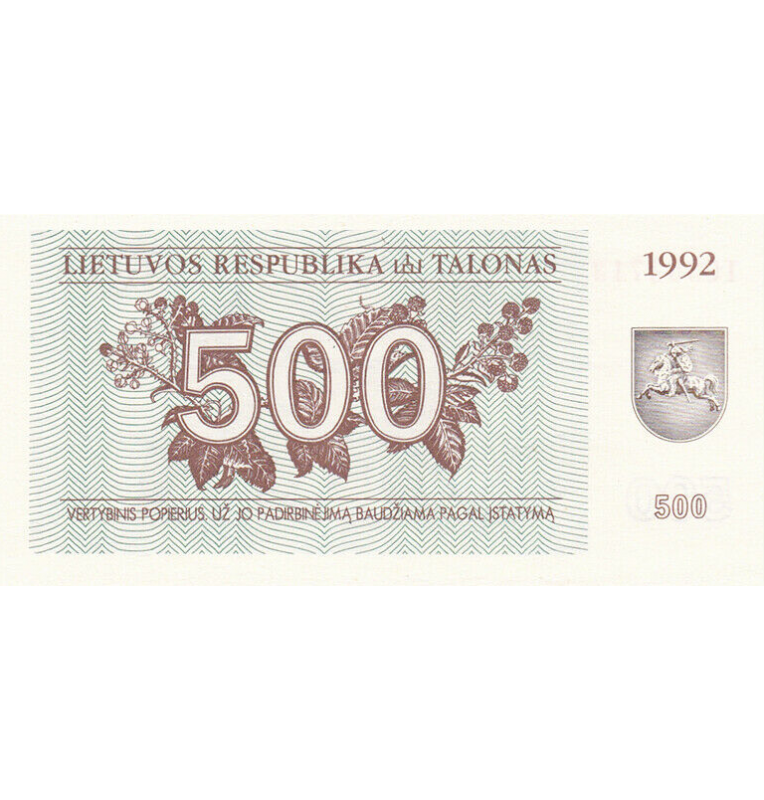 Lituania 500 Talonas 1992 Pick 44 – Colecciones El Dorado